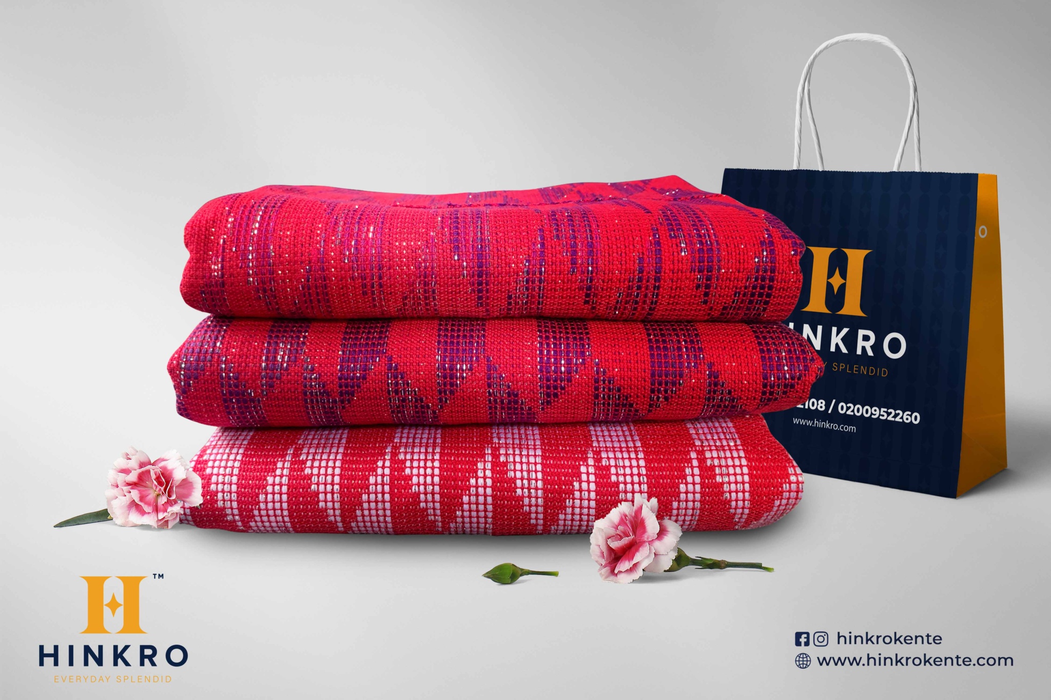 Hot Pink Ombre Kente - Aprx 6yards - Hinkro Kente